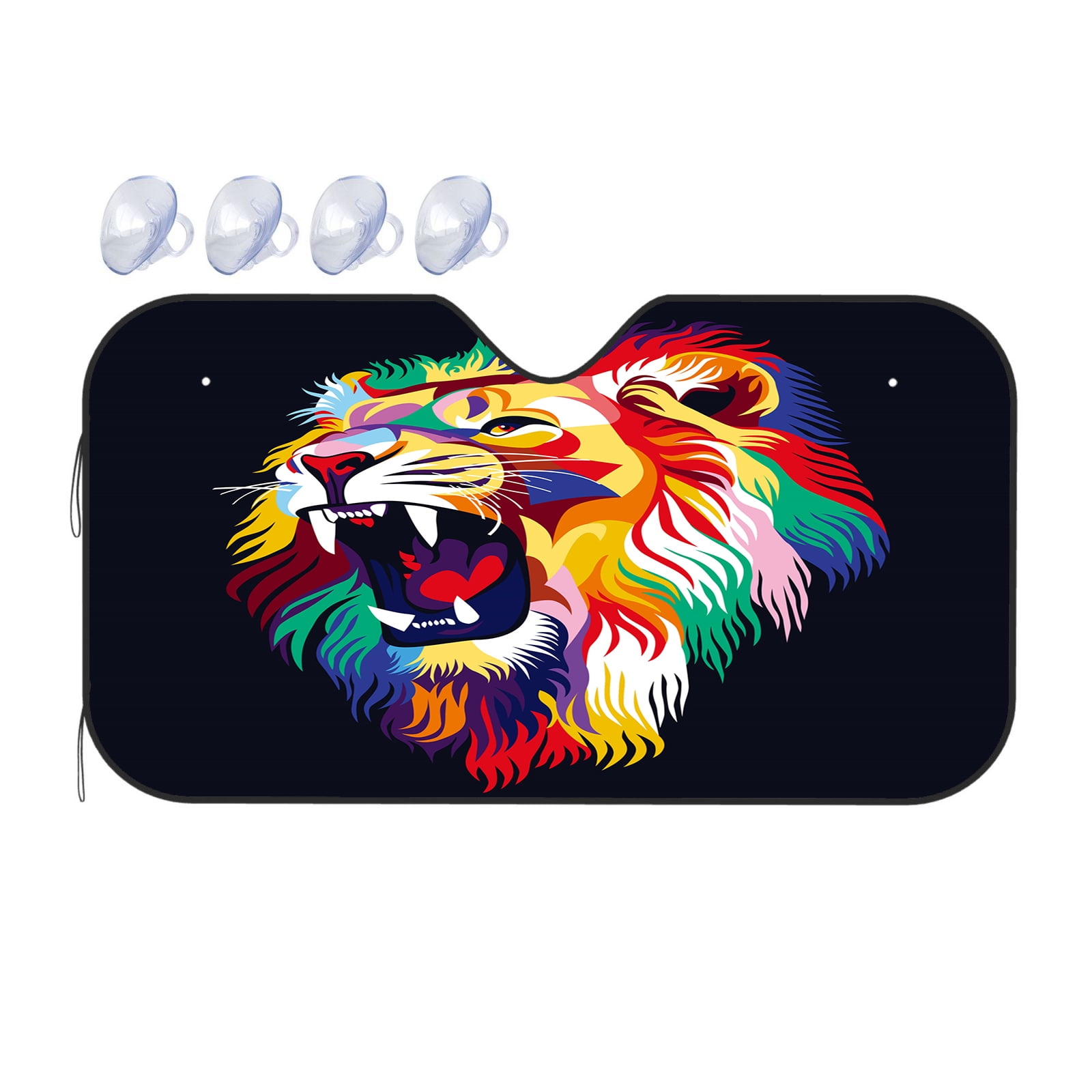 Windshield Sun Shade Colorful Roaring Lion Head In Pop Art Car Front ...