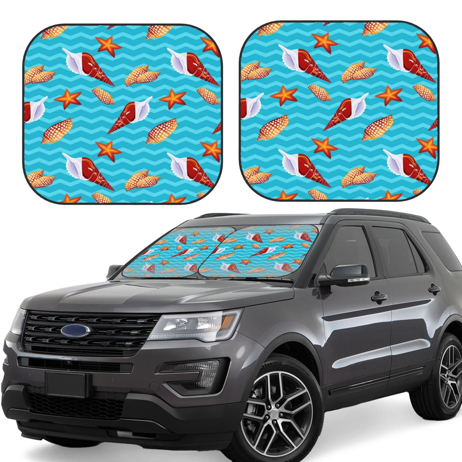 Windshield Sun Shade, Conch Ripples Foldable Car Sun Shade Windshield ...