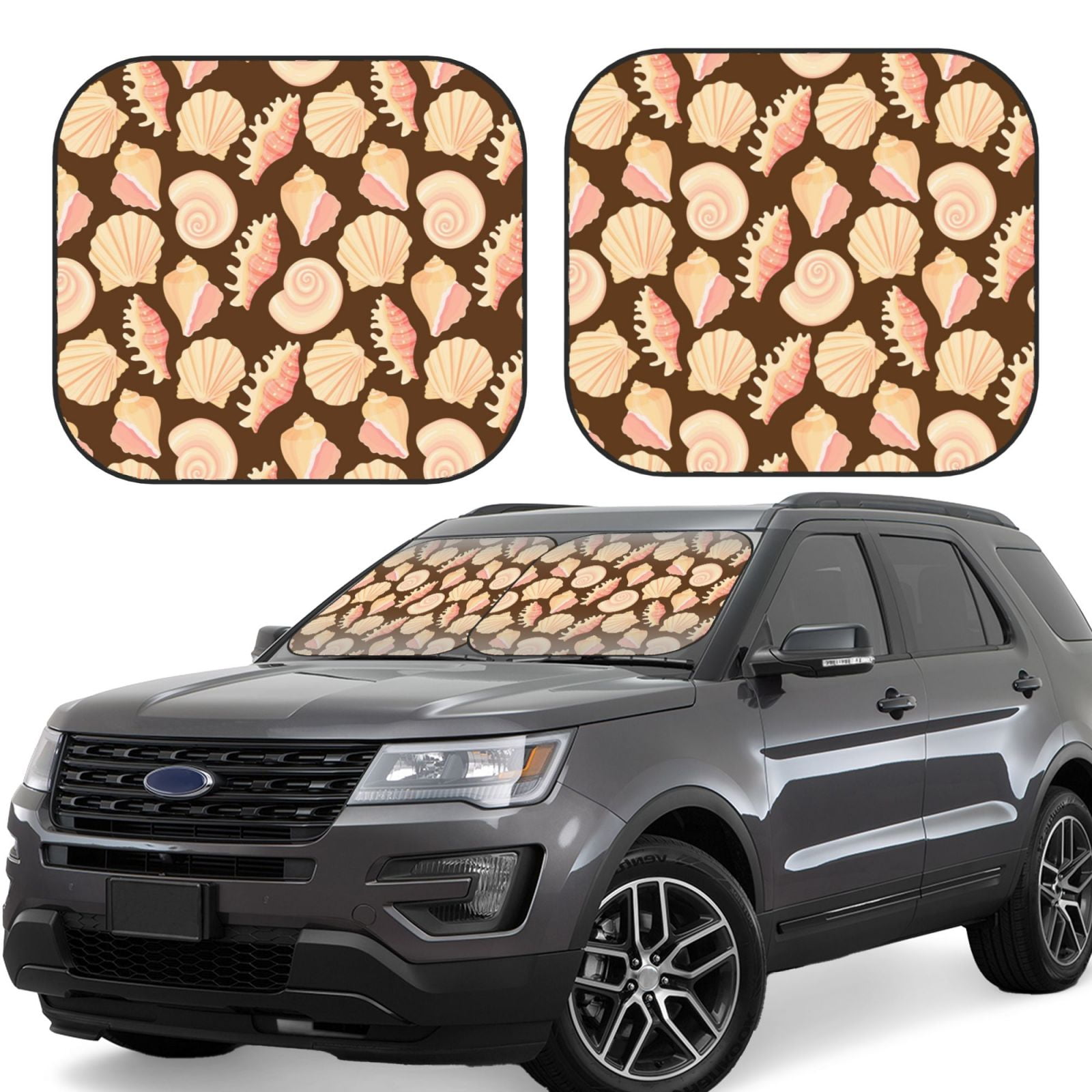 Windshield Sun Shade, Conch Shells Print No.9052 2-Piece Foldablecar ...