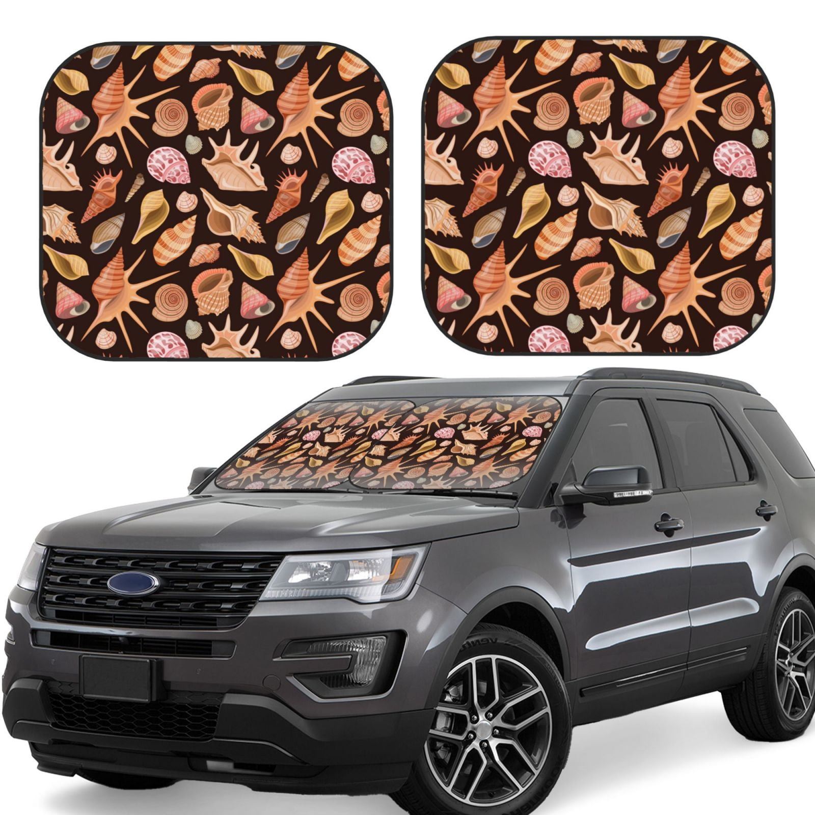 Windshield Sun Shade, Conch Shells Print No.9071 2-Piece Foldablecar ...