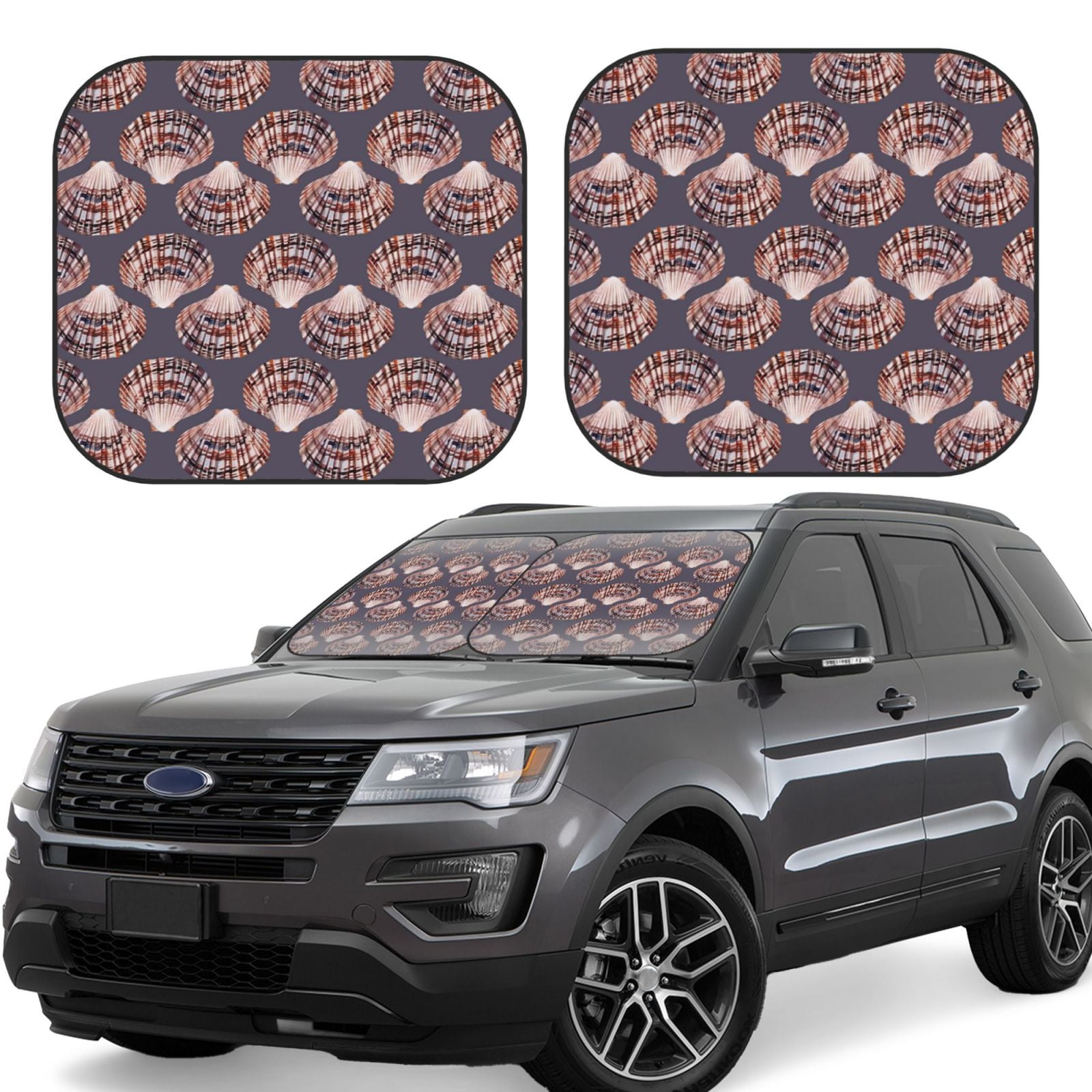 Windshield Sun Shade, Conch Shells Print No.9084 2-Piece Foldablecar ...