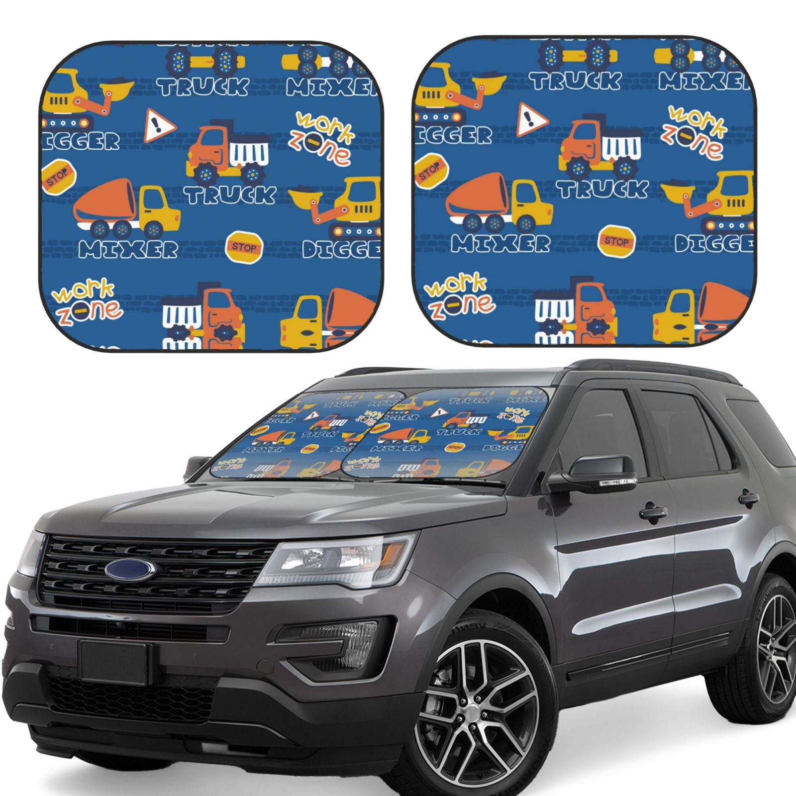 Windshield Sun Shade, Construction Vehicles Foldable Car Sun Shade ...