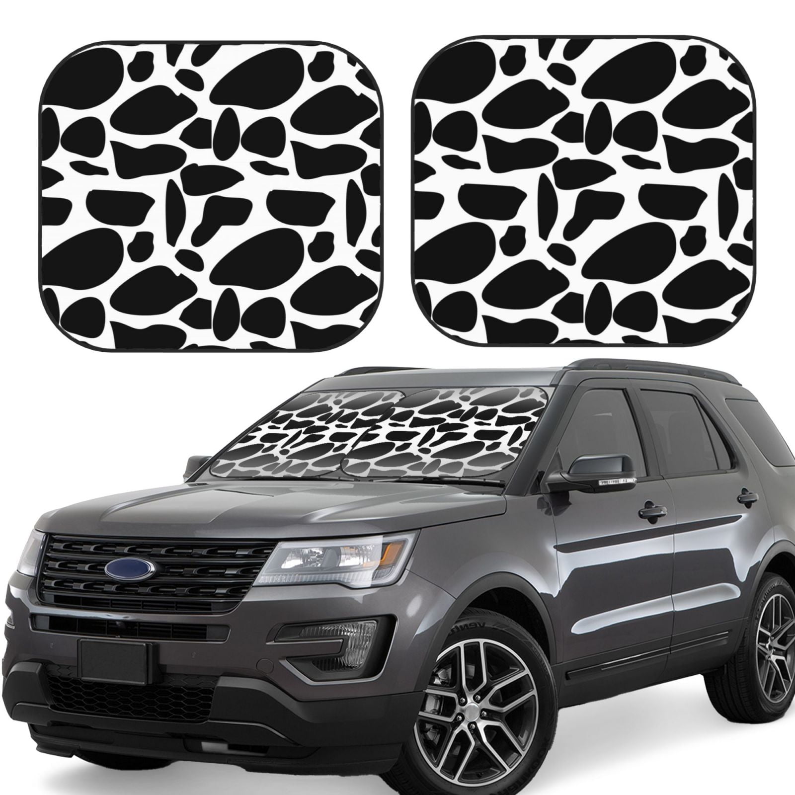 Windshield Sun Shade, Cow Print 2-Piece Foldablecar Sunshade Windshiel ...