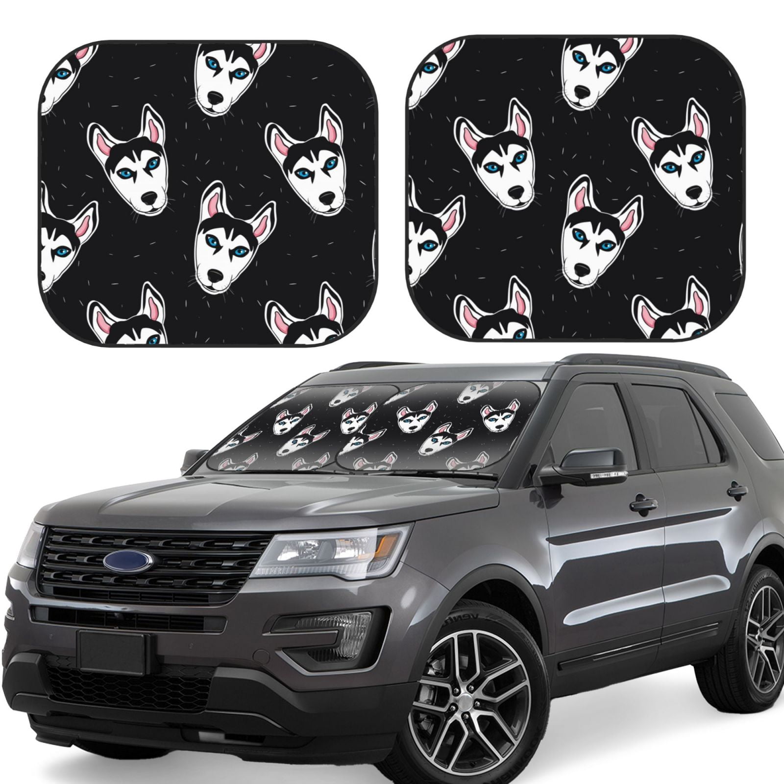 Windshield Sun Shade, Cute Cartoon Husky Funny Foldable Car Sun Shade ...