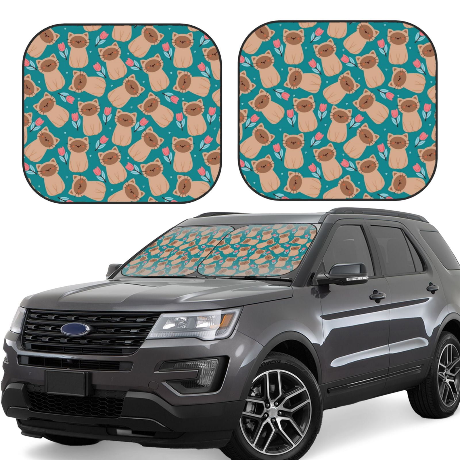 Windshield Sun Shade, Cute Cartoon Tulip Cat Foldable Car Sun Shade ...