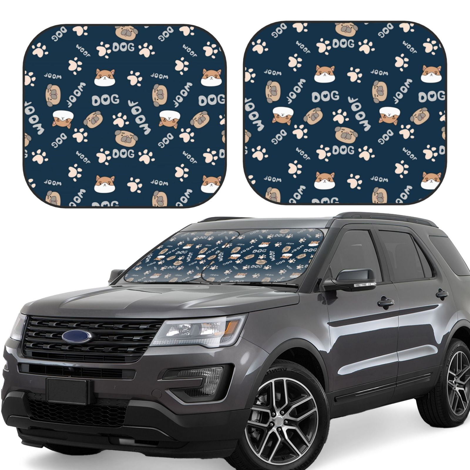 Windshield Sun Shade, Cute Dog Puppy Woof Foldable Car Sun Shade ...