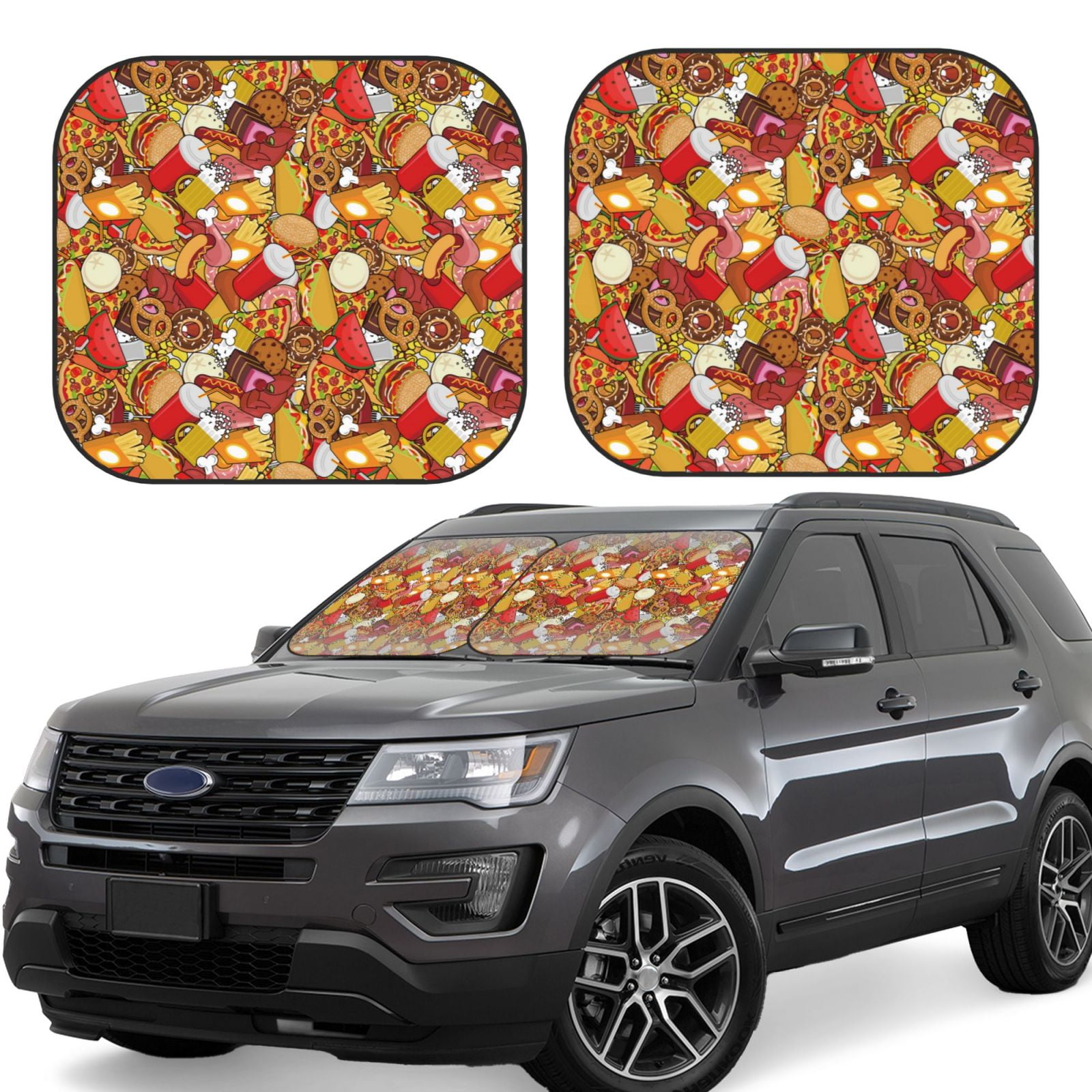 Windshield Sun Shade, Cute Food Cake Chicken Leg Donuts Foldable Car ...
