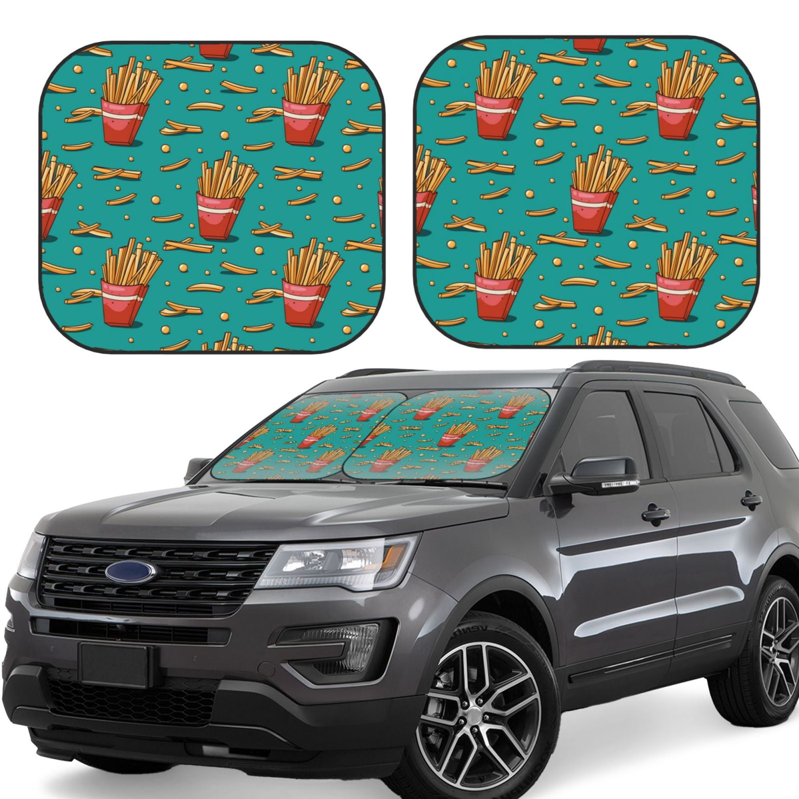 Windshield Sun Shade, Cute Fries Foldable Car Sun Shade Windshield For ...