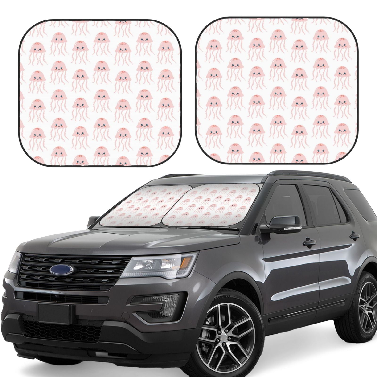 Windshield Sun Shade, Cute Jellyfish 2-Piece Foldablecar Sunshade ...