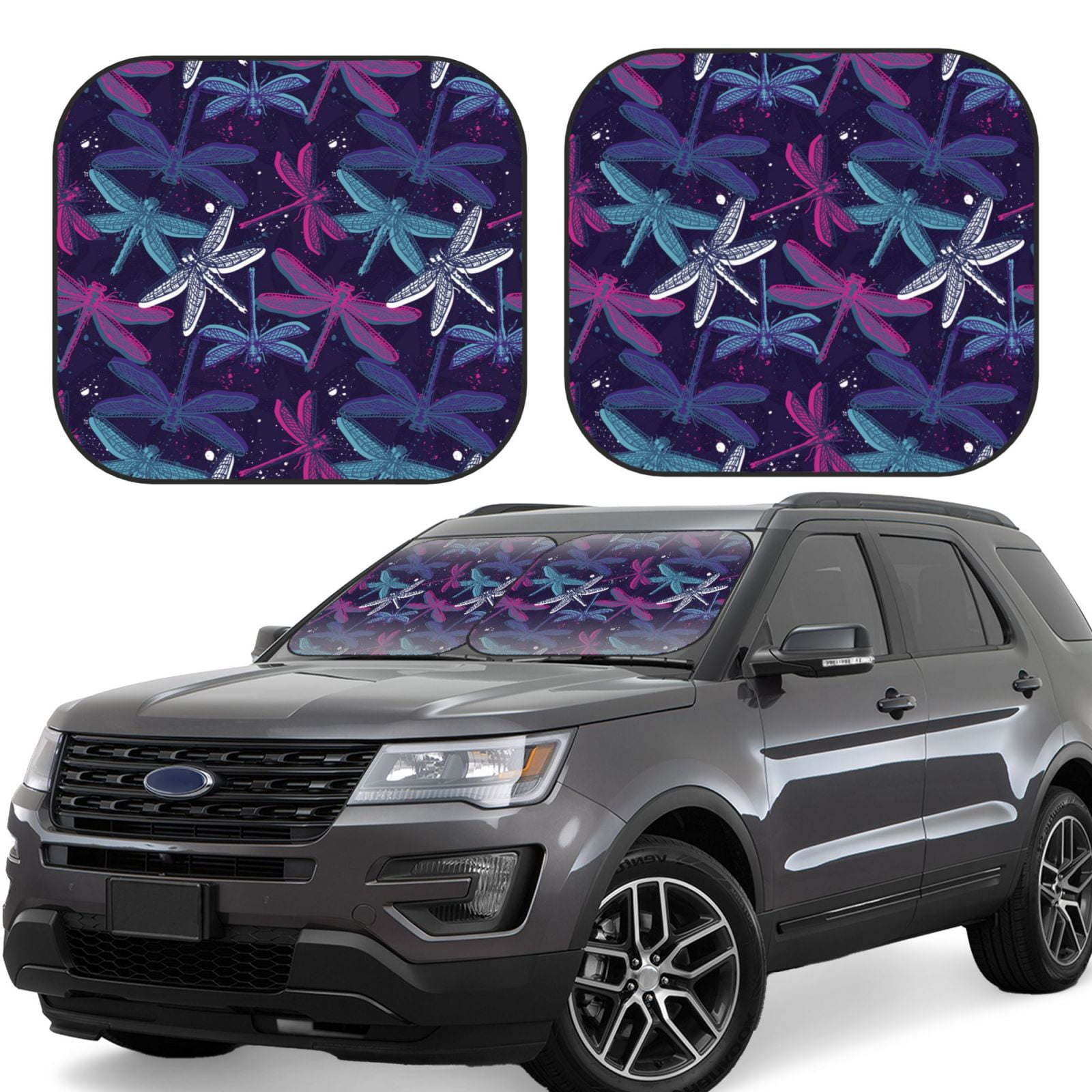 Windshield Sun Shade, Dark Dragonfly Foldable Car Sun Shade Windshield ...
