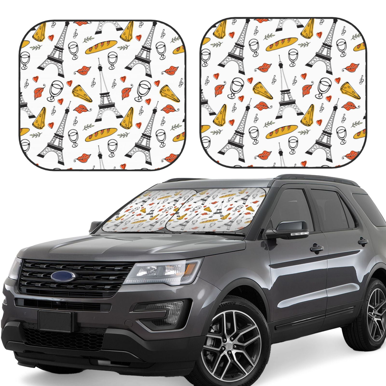 Windshield Sun Shade, Eiffel Tower Pizza Foldable Car Sun Shade ...