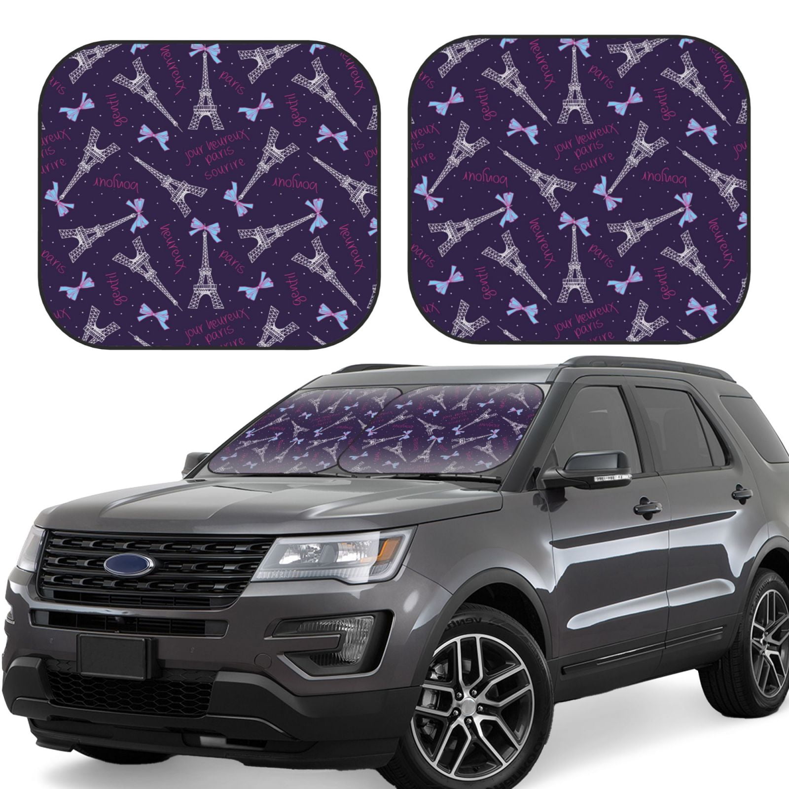 Windshield Sun Shade, Eiffel Tower Rosette Foldable Car Sun Shade ...