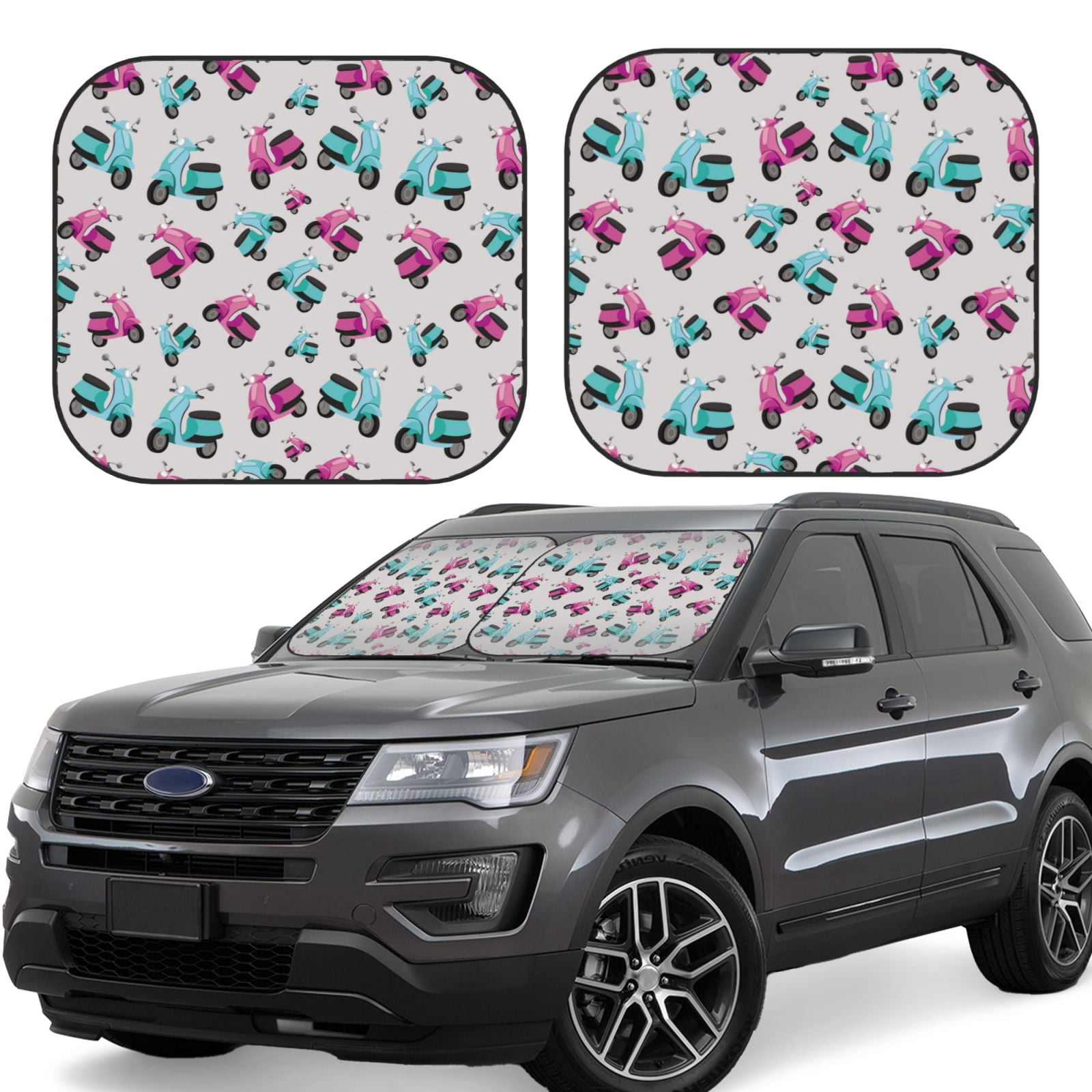 Windshield Sun Shade, Electric Bike Pattern Foldable Car Sun Shade ...