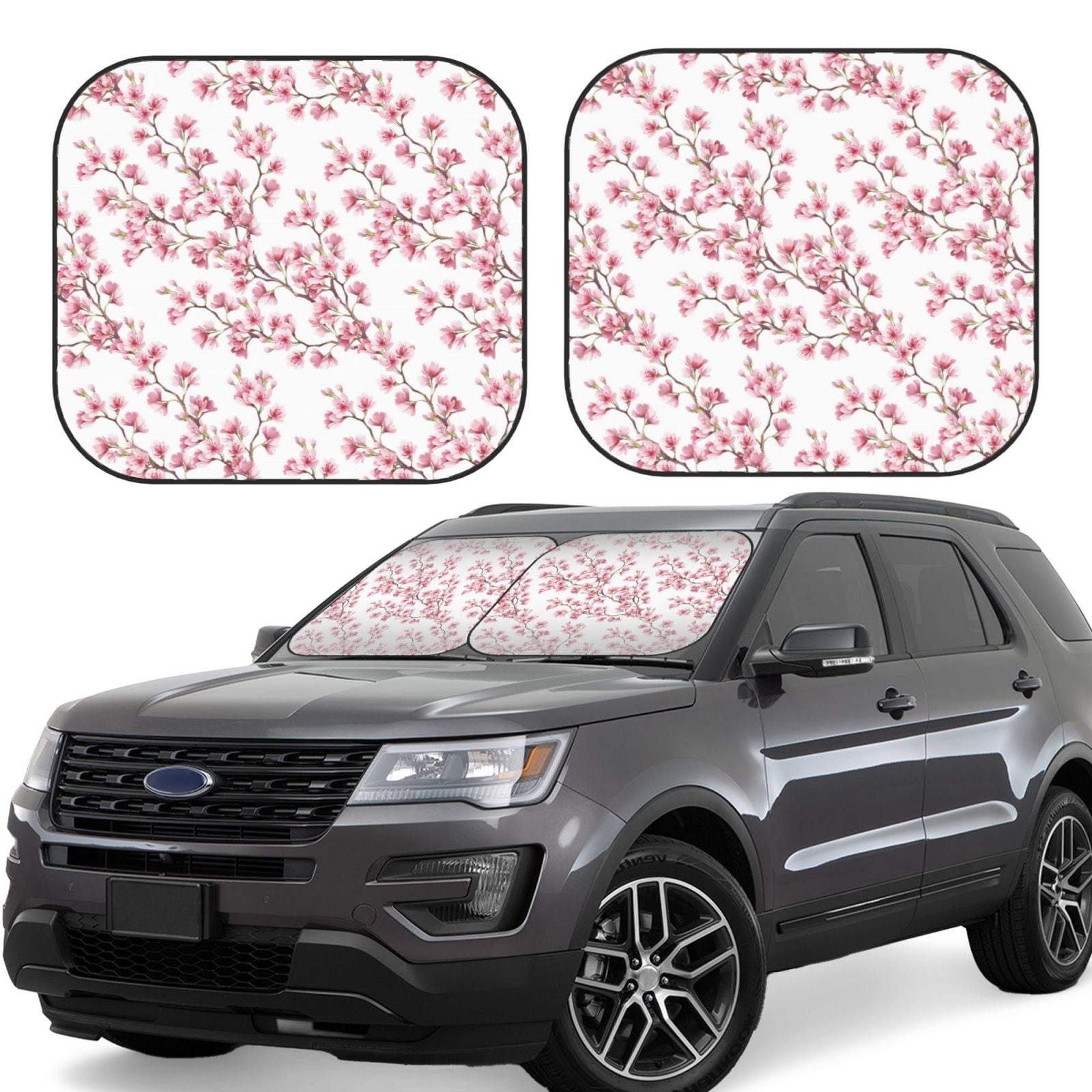 Windshield Sun Shade Elegant berry blossoms 2 Pieces Car Front Sun ...