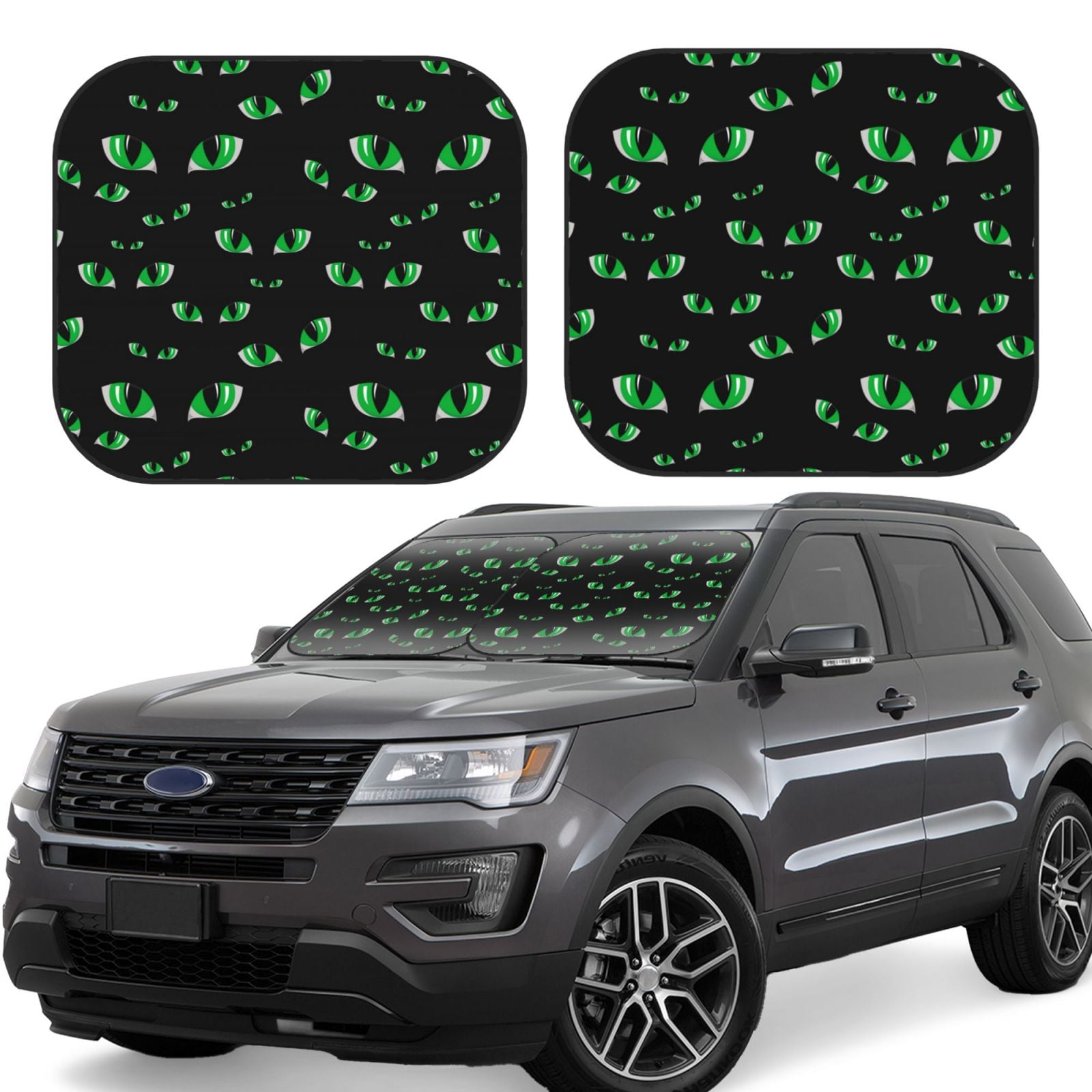 Windshield Sun Shade, Eye Green Pattern 2-Piece Foldablecar Sunshade ...