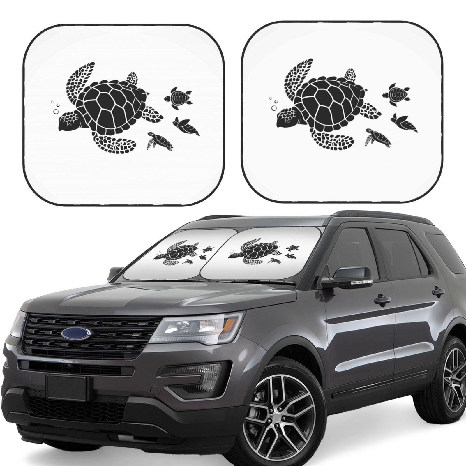 Windshield Sun Shade Family Of Sea Turtles 2 Pieces Car Front Sun Shade ...