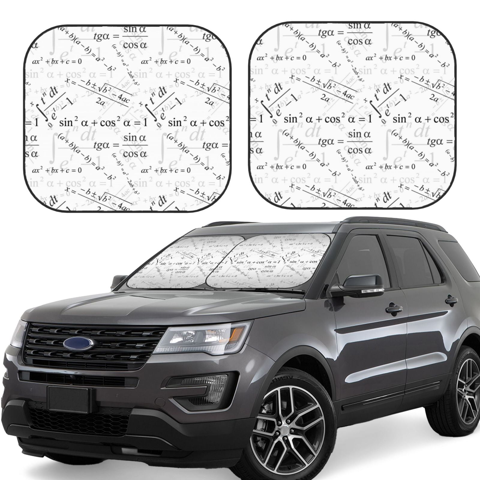 Windshield Sun Shade, Formula Math Design 2-Piece Foldablecar Sunshade ...