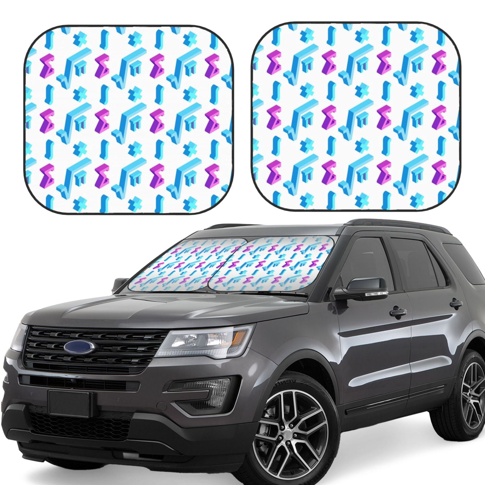 Windshield Sun Shade, Funny Math Symbol Print 2-Piece Foldablecar ...