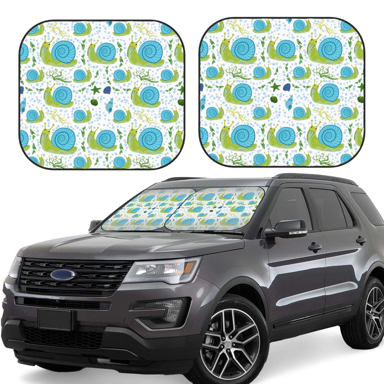 Windshield Sun Shade, Green Blue Slug Shells Foldable Car Sun Shade ...