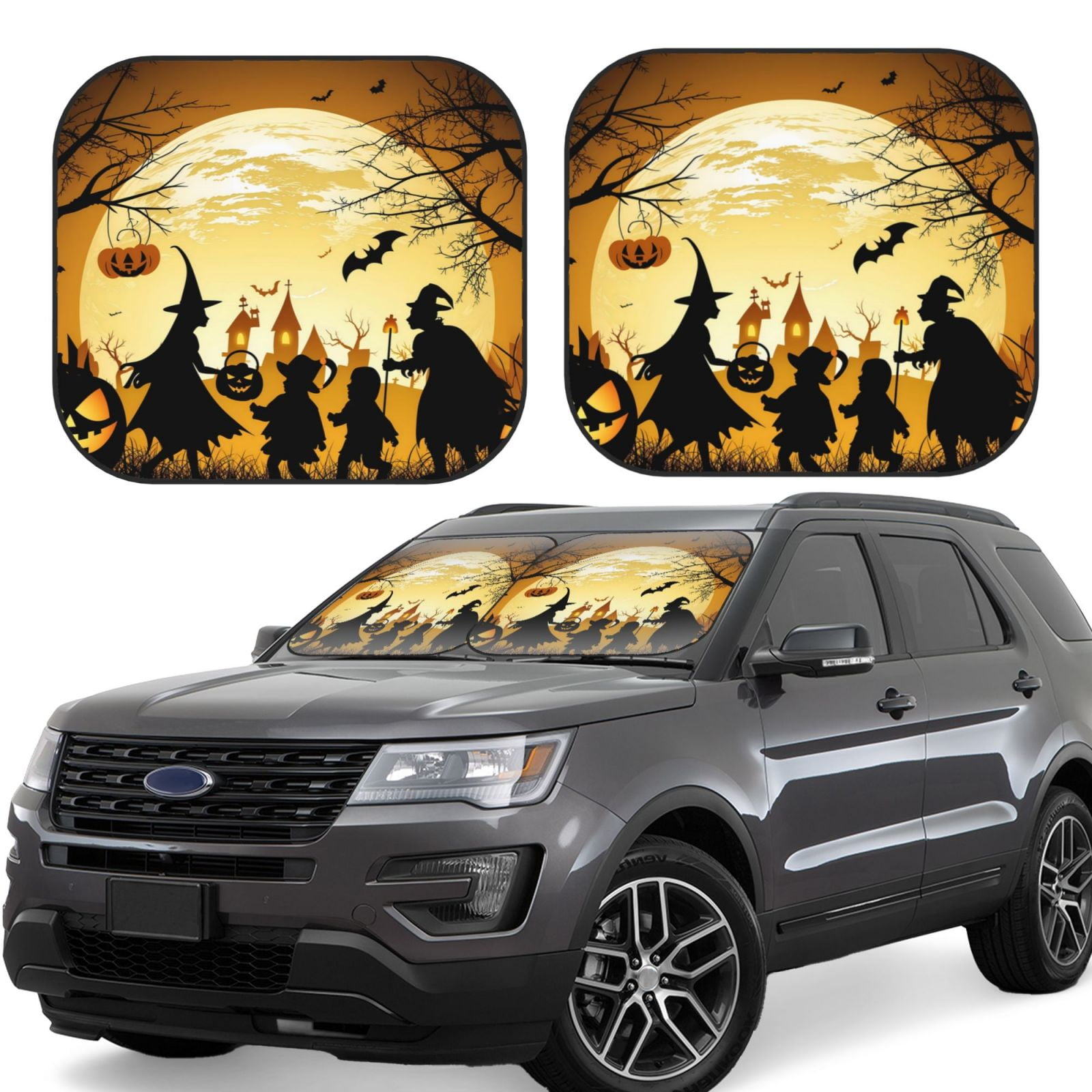 Windshield Sun Shade, Halloween Witch Family Foldable Car Sun Shade ...