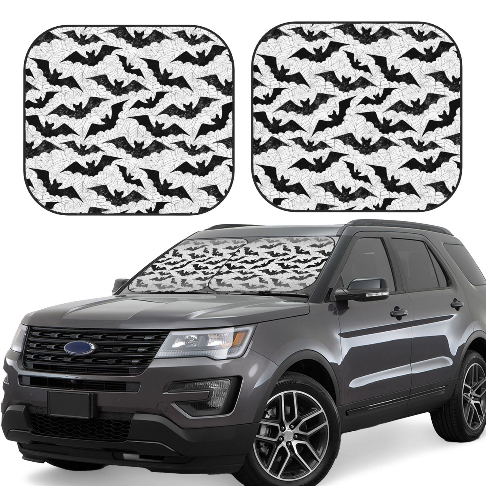 Windshield Sun Shade Halloween bats spiderweb cool 2 Pieces Car Front ...