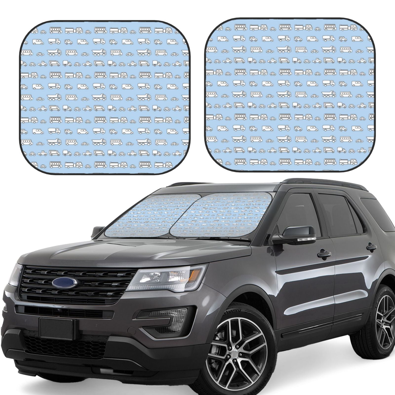 Windshield Sun Shade, Hand Drawn Cartoon Car Foldable Car Sun Shade ...