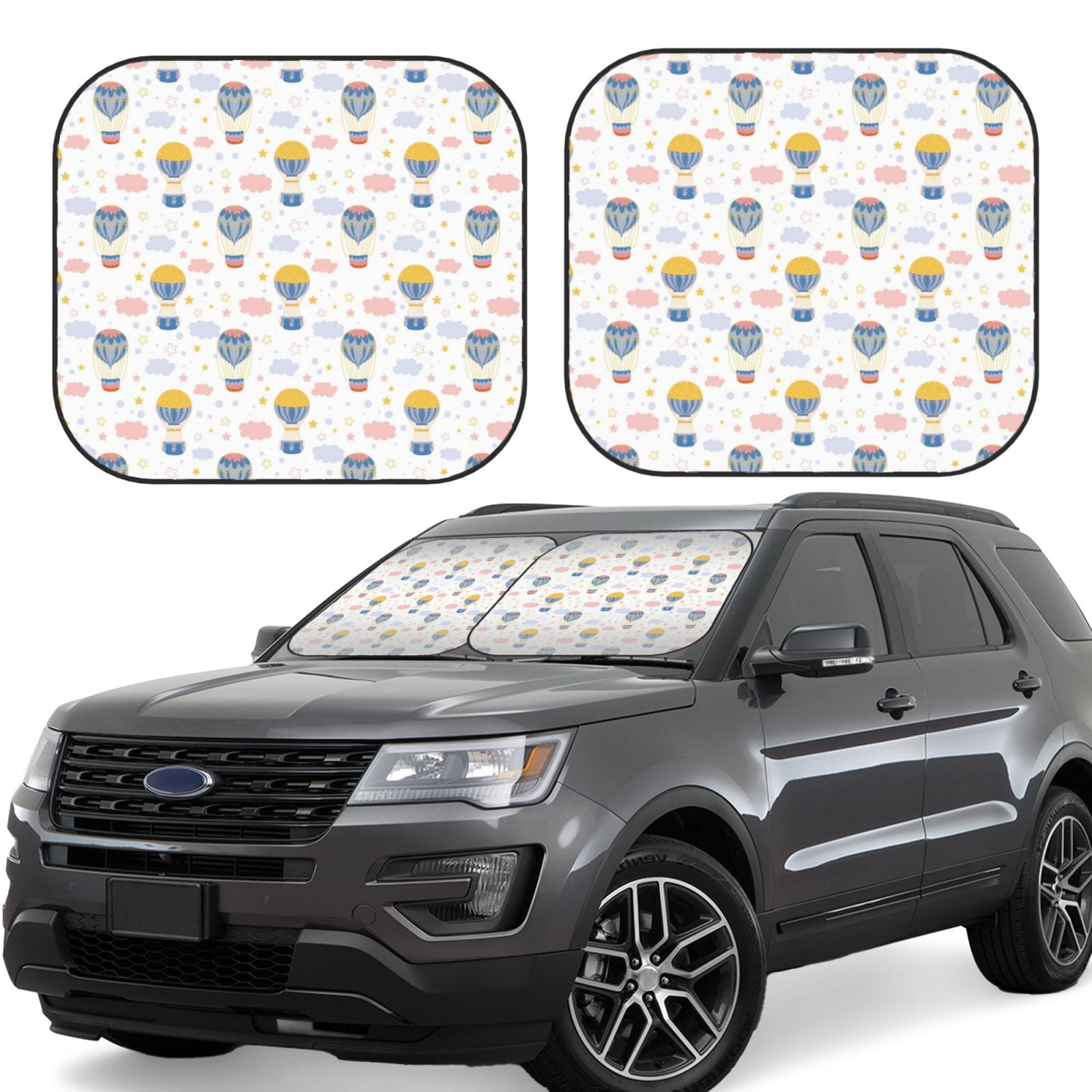Windshield Sun Shade, Hot Air Balloon 2-Piece Foldablecar Sunshade ...
