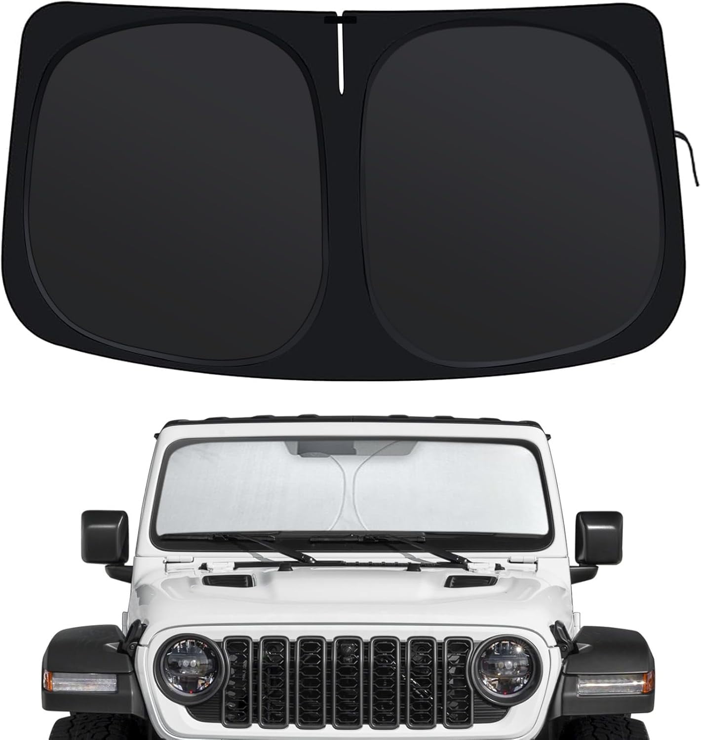 Windshield Sun Shade for Jeep Wrangler JL JLU(2018-2025)/Gladiator JT ...
