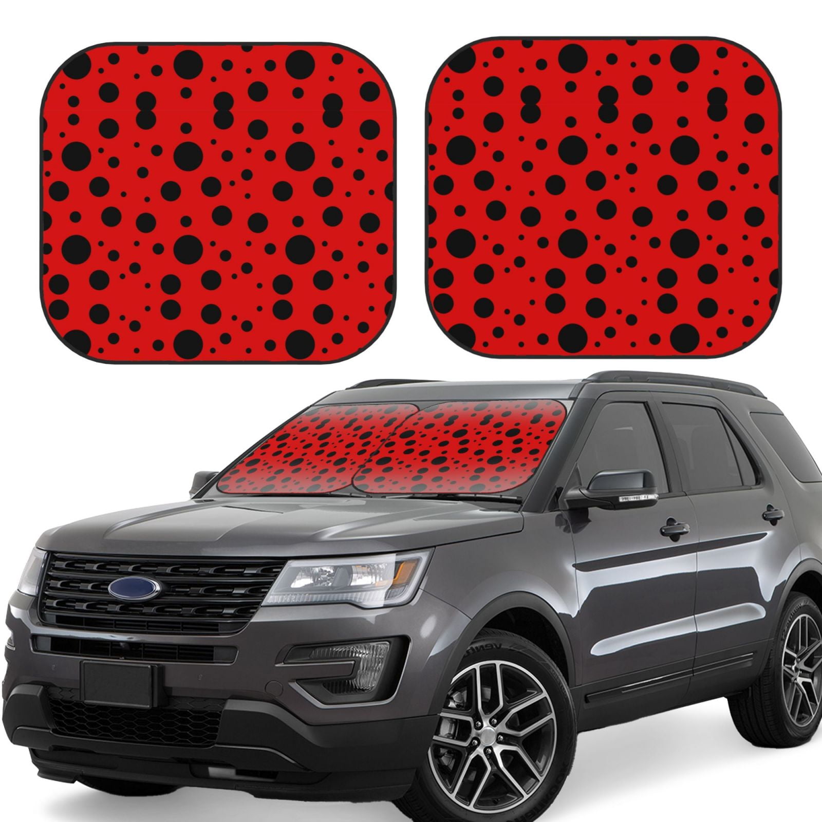 Windshield Sun Shade Ladybug Pattern 2 Pieces Car Front Sun Shade ...