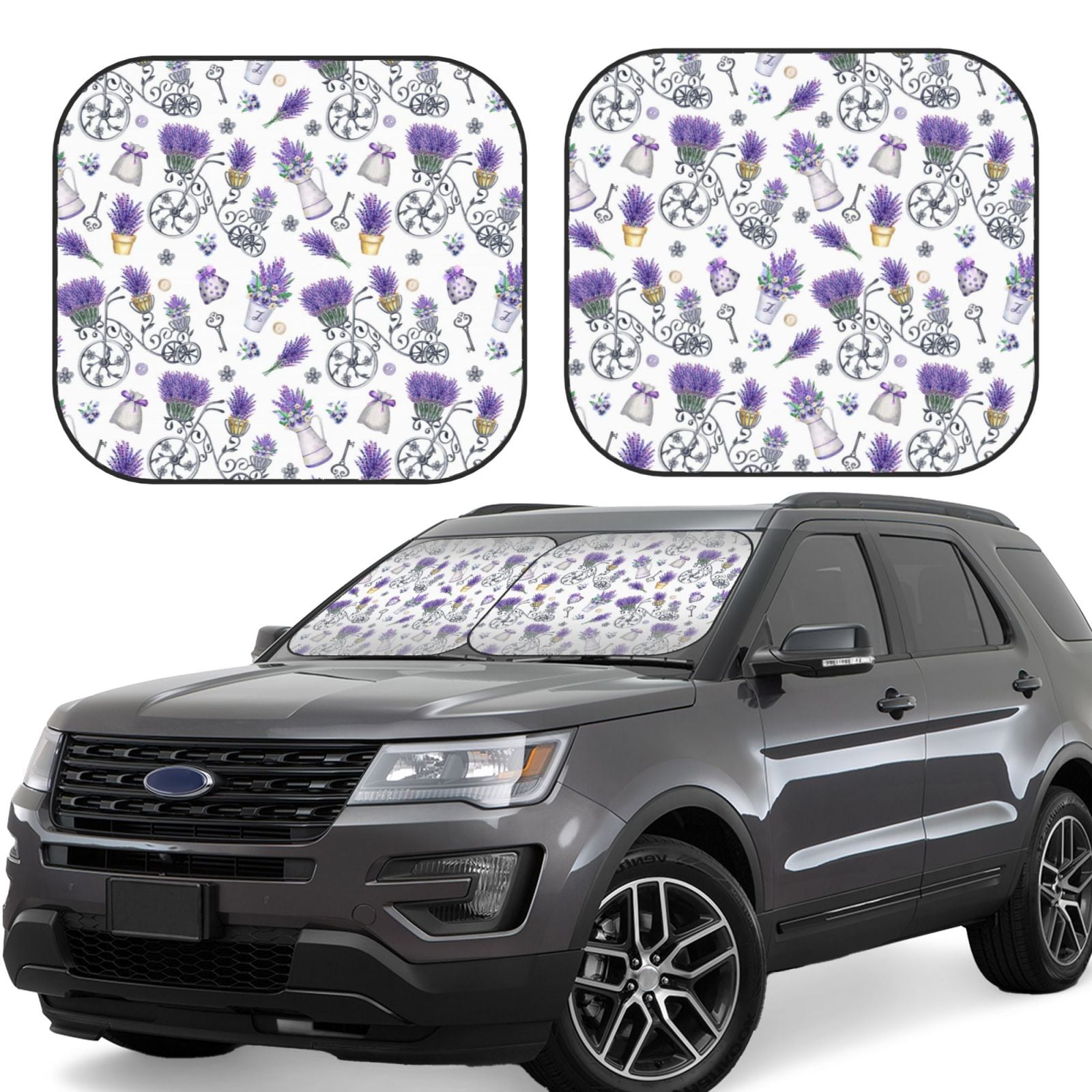 Windshield Sun Shade, Lavender Bicycle Foldable Car Sun Shade ...
