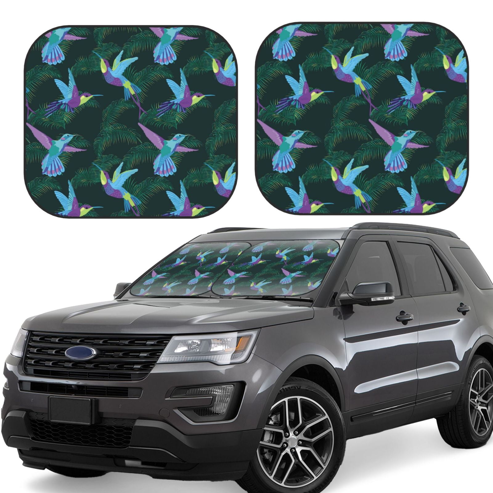 Windshield Sun Shade, Leafy Hummingbird Foldable Car Sun Shade ...