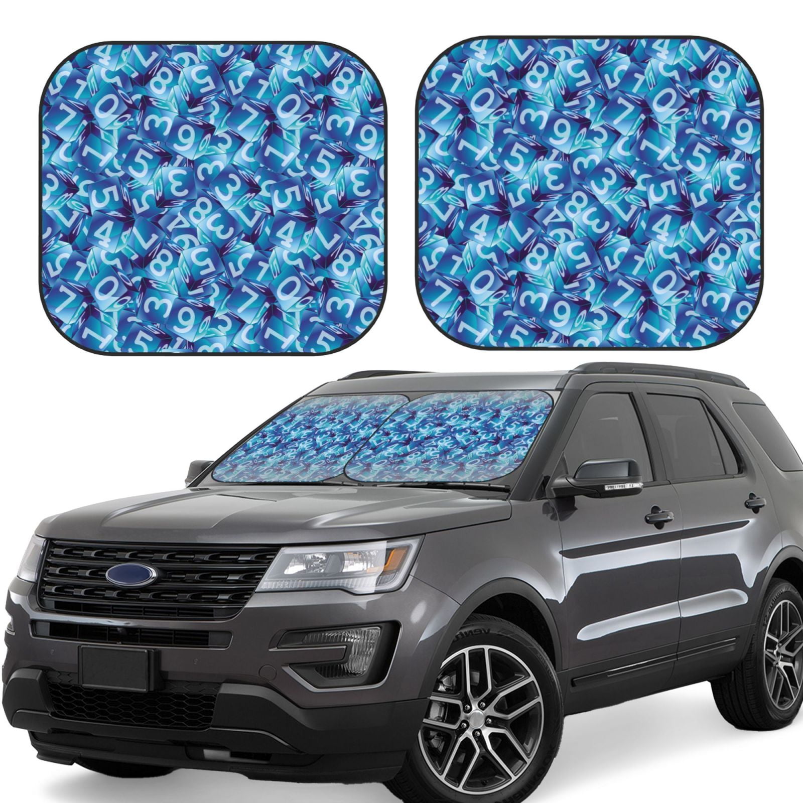 Windshield Sun Shade, Math Number Dice Print Foldable Car Sun Shade ...