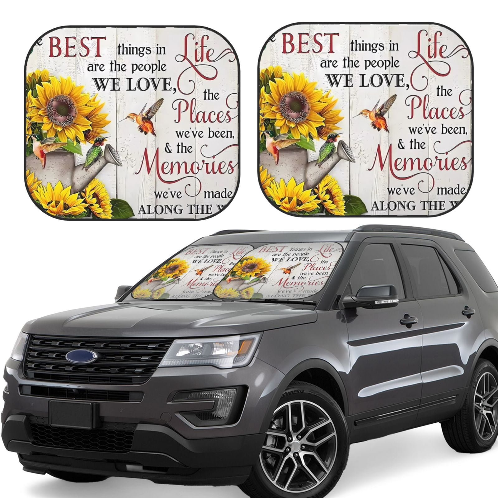Windshield Sun Shade, Memories Sunflower Hummingbird Foldable Car Sun ...