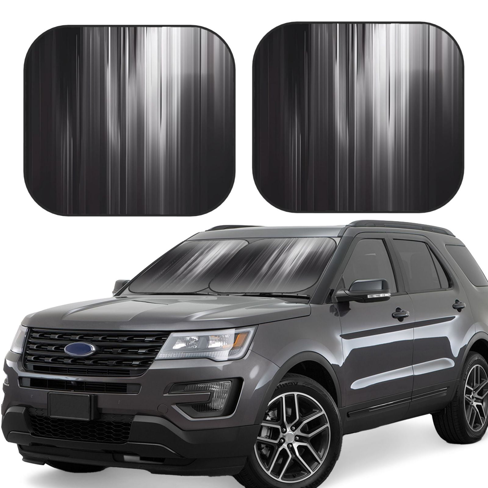 Windshield Sun Shade Monochrome Abstract Lines 2 Pieces Car Front Sun ...