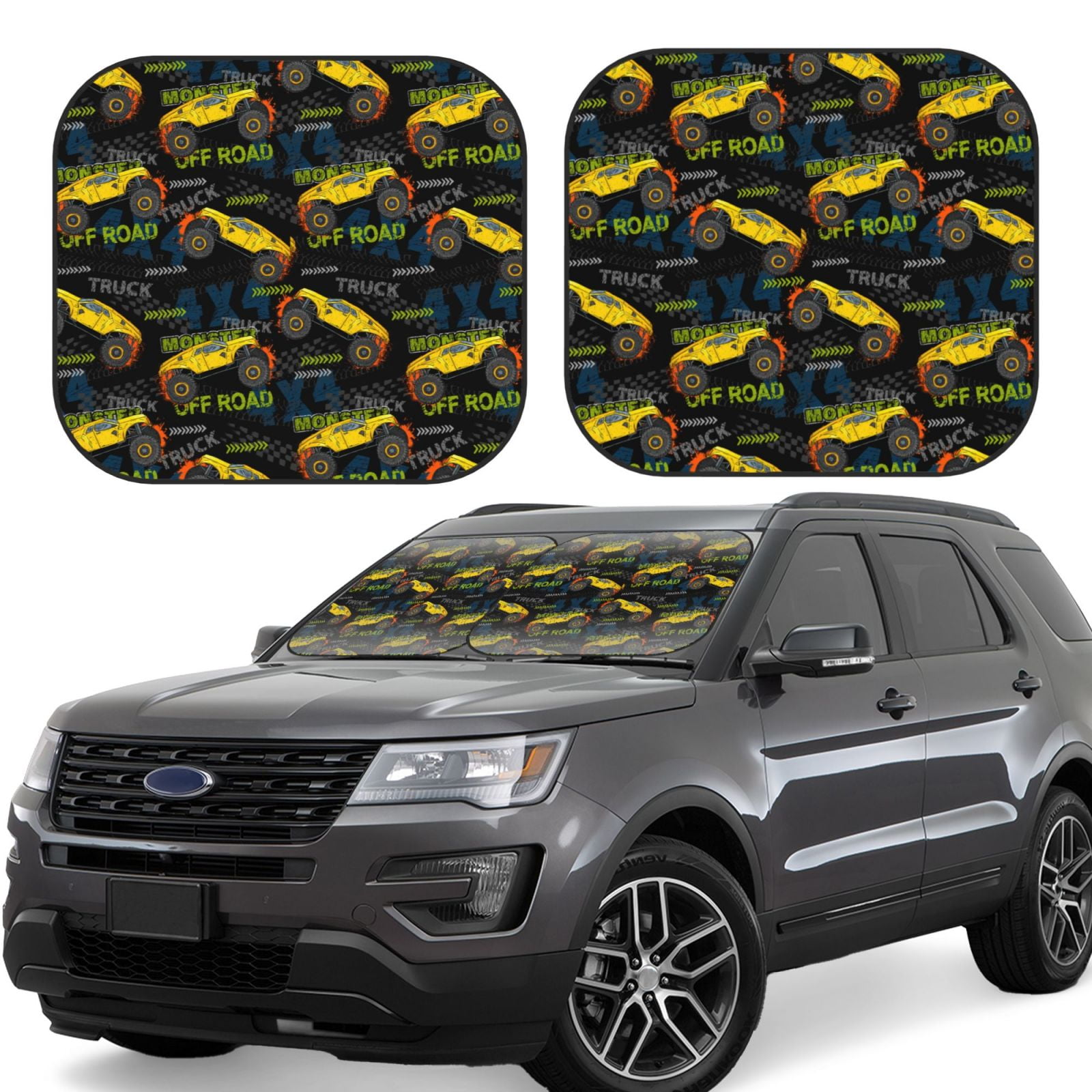 Windshield Sun Shade, Monster Truck1 Foldable Car Sun Shade Windshield ...