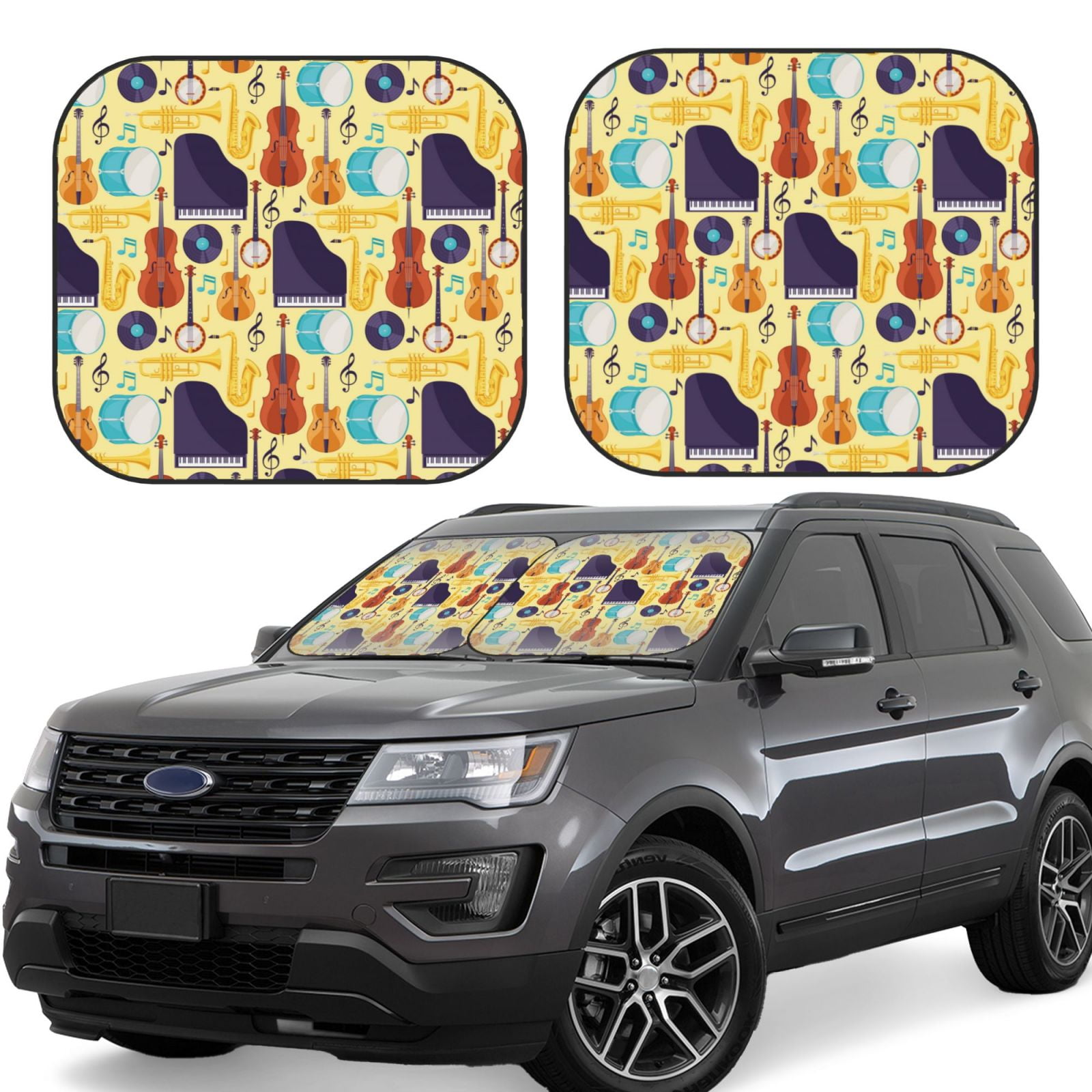 Windshield Sun Shade, Musical Instruments Foldable Car Sun Shade ...