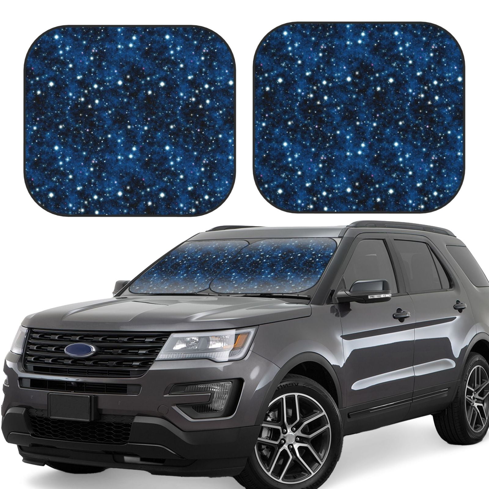 Windshield Sun Shade, Night sky blue nebula stars cool Foldable Car Sun ...