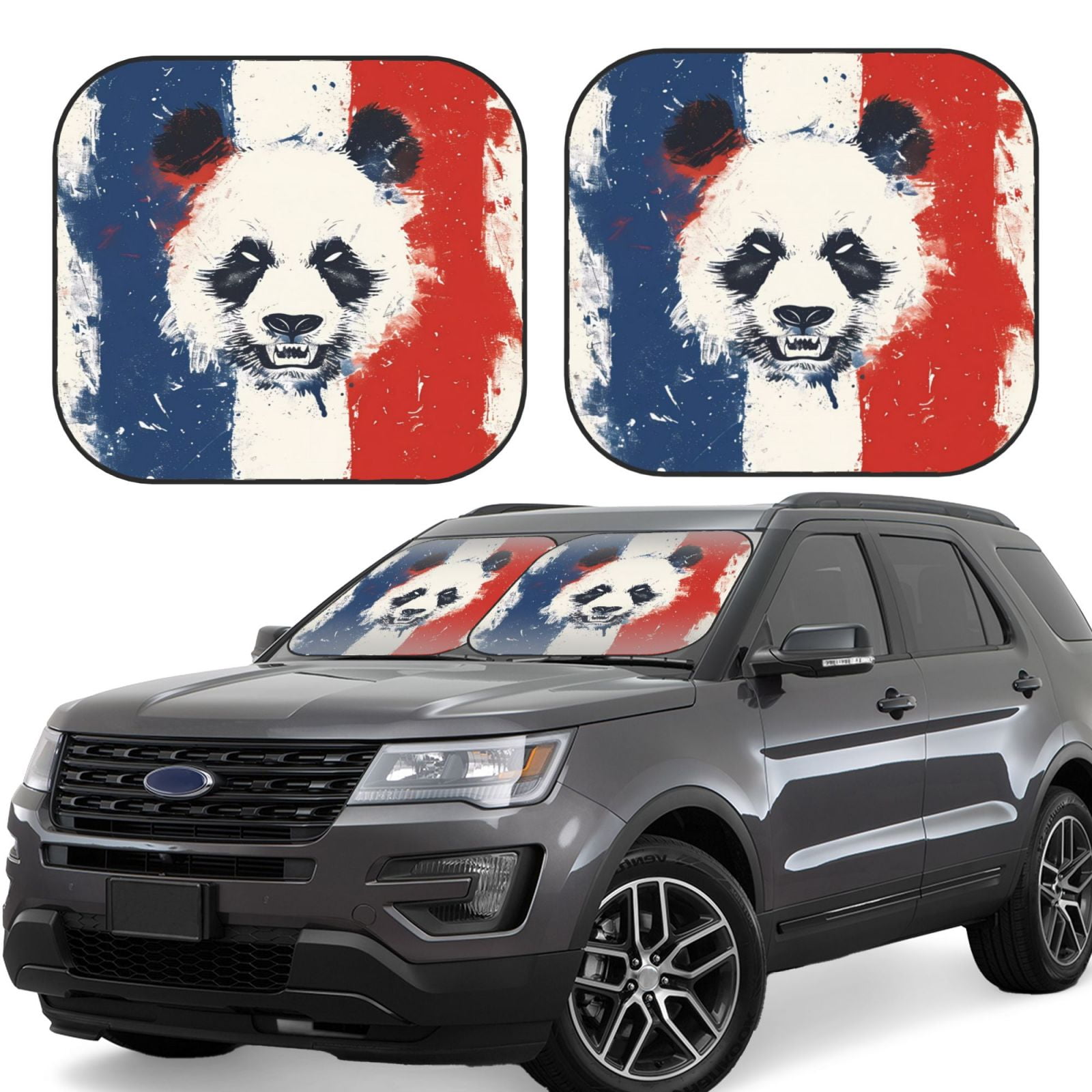 Windshield Sun Shade, Panda Graffiti Art 2-Piece Foldablecar Sunshade ...