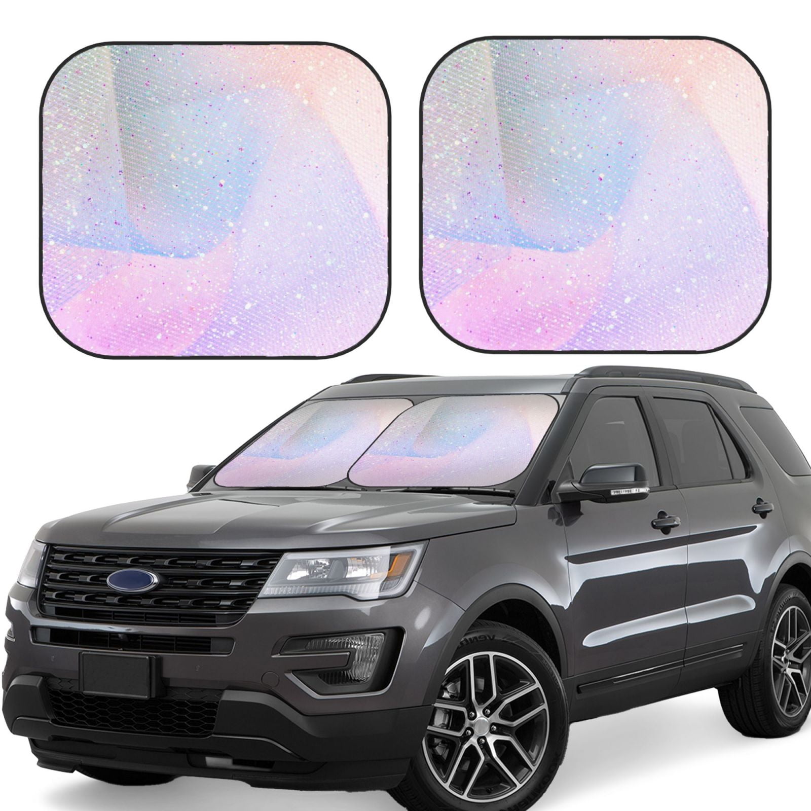 Windshield Sun Shade, Rainbow Party 2-Piece Foldablecar Sunshade ...