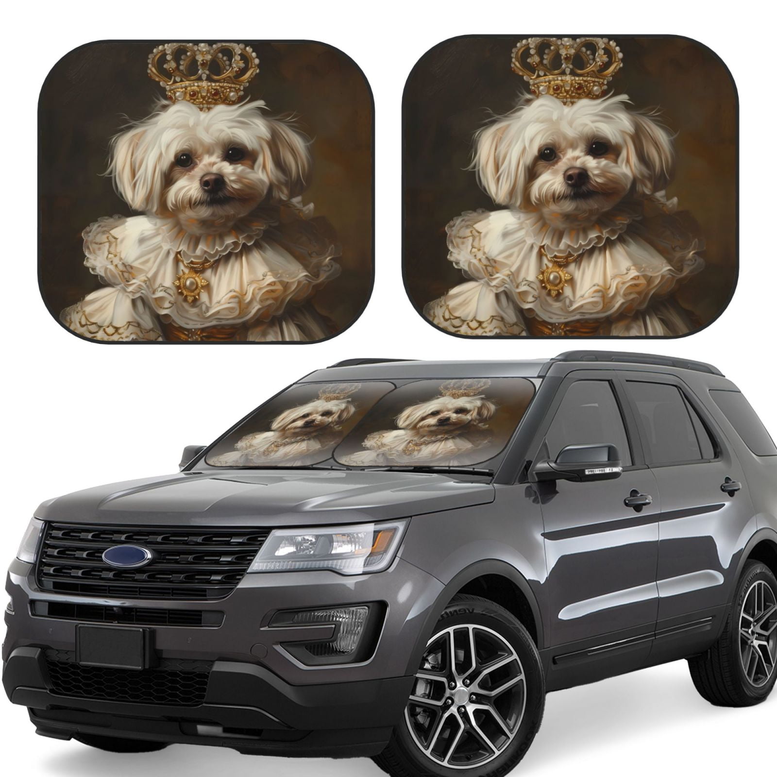 Windshield Sun Shade, Regal Dog In Royal Attire Foldable Car Sun Shade ...