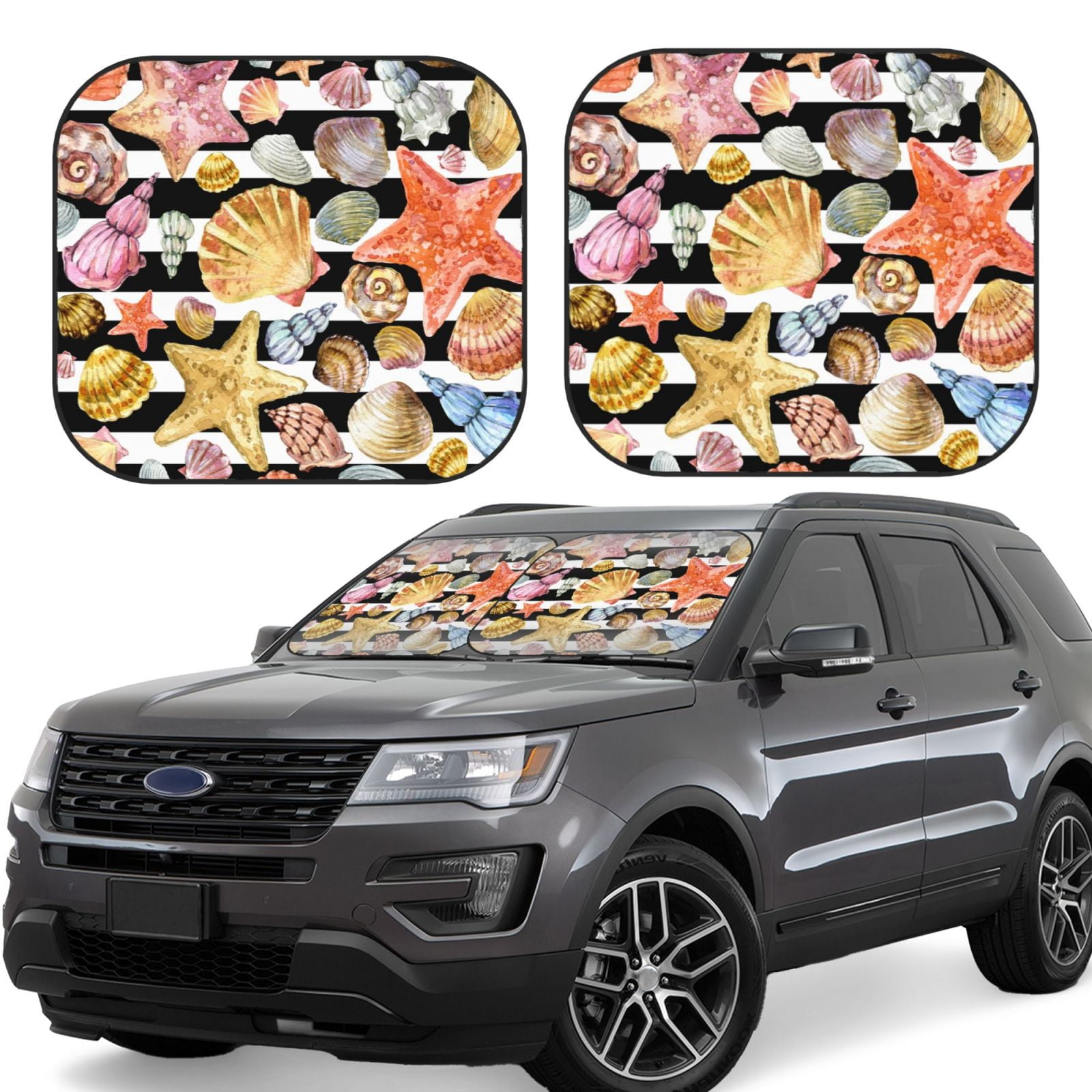 Windshield Sun Shade, Sea Shell 2-Piece Foldablecar Sunshade Windshiel ...