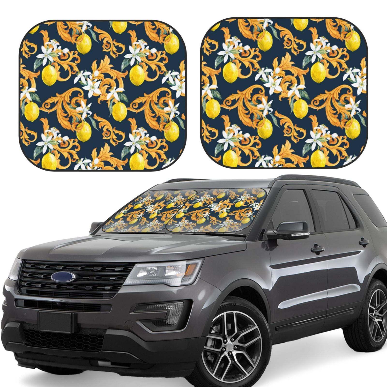 Windshield Sun Shade, Sicilian style golden lemon Foldable Car Sun ...