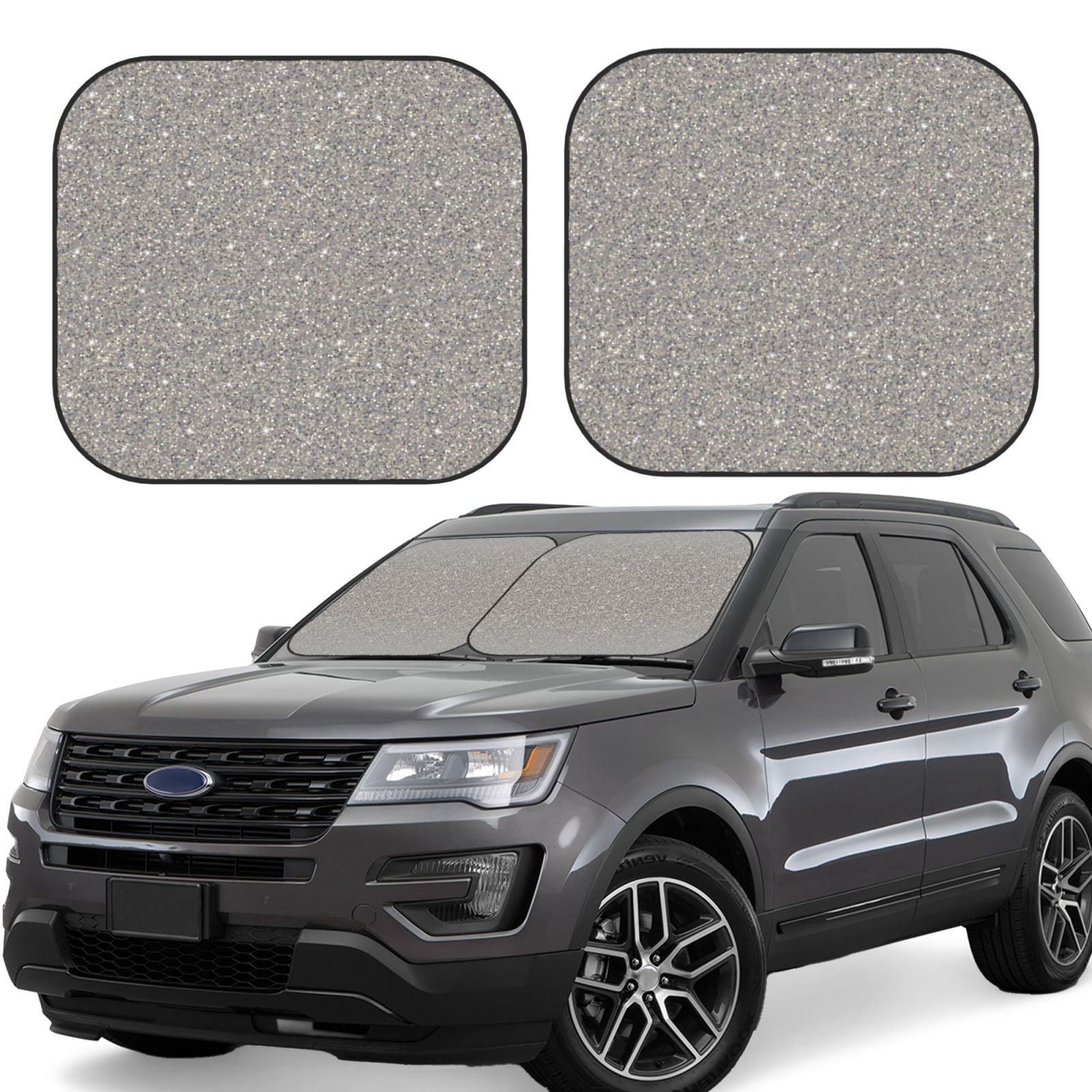 Windshield Sun Shade, Silver Glitter Lightning Foldable Car Sun Shade ...