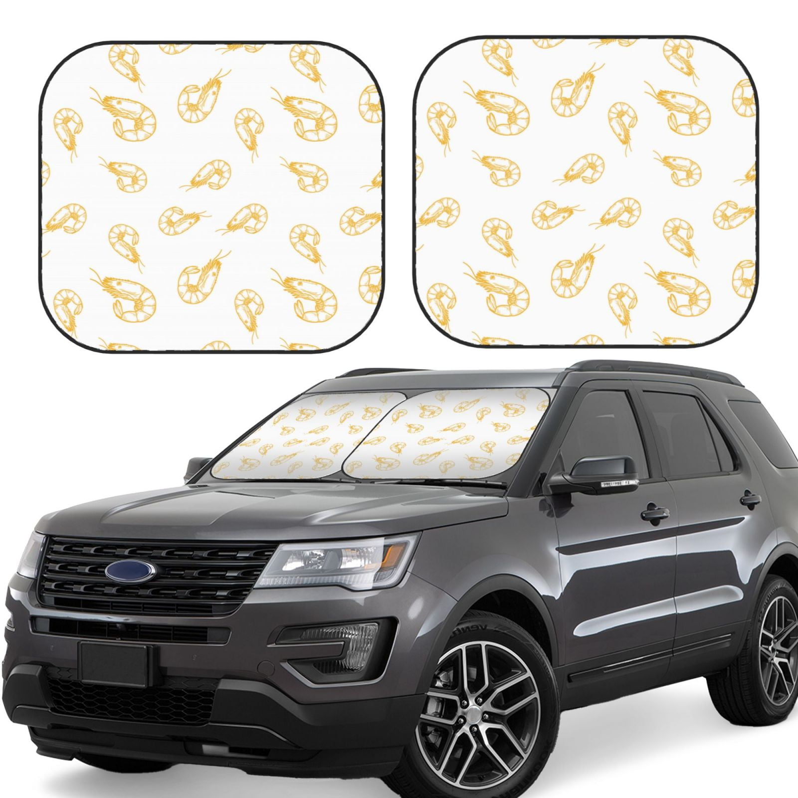 Windshield Sun Shade, Simple Hand Painted Shrimp 2-Piece Foldablecar ...
