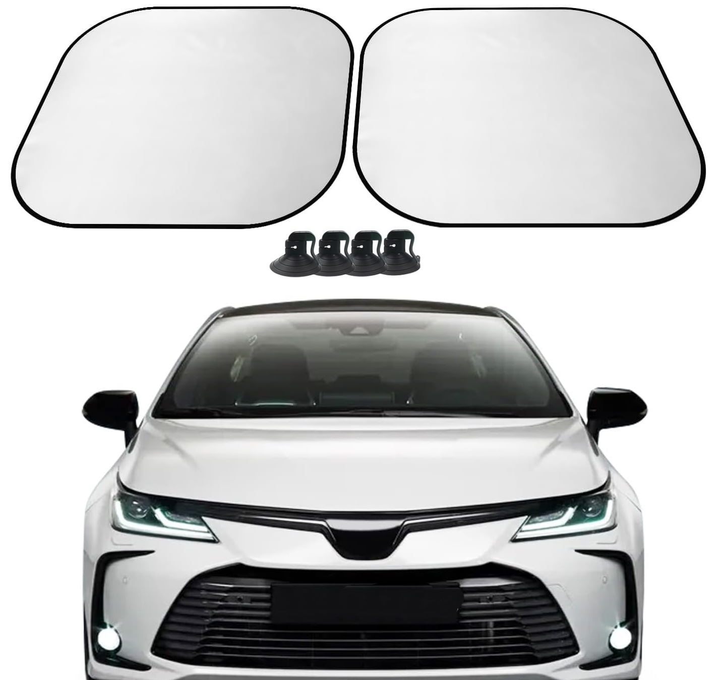 Windshield Sun Shade,Small 18"x15" Foldable 2-Piece Car Sunshades ...