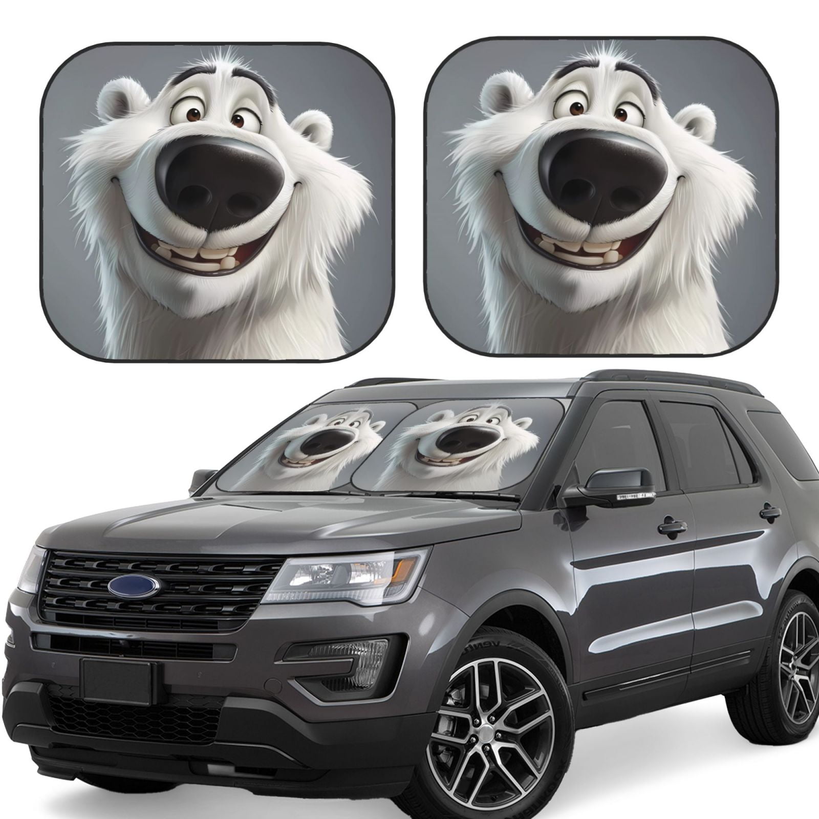 Windshield Sun Shade, Smiling Polar Bear Foldable Car Sun Shade ...
