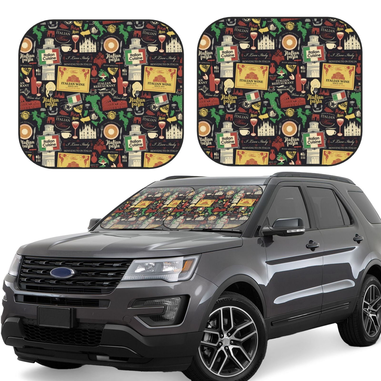 Windshield Sun Shade, Stamp Pattern Italian Foldable Car Sun Shade ...