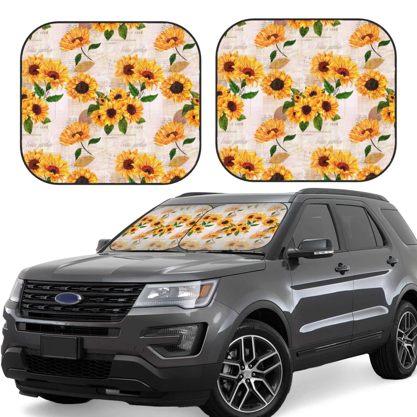 Windshield Sun Shade, Sunflower 5 2-Piece Foldablecar Sunshade ...
