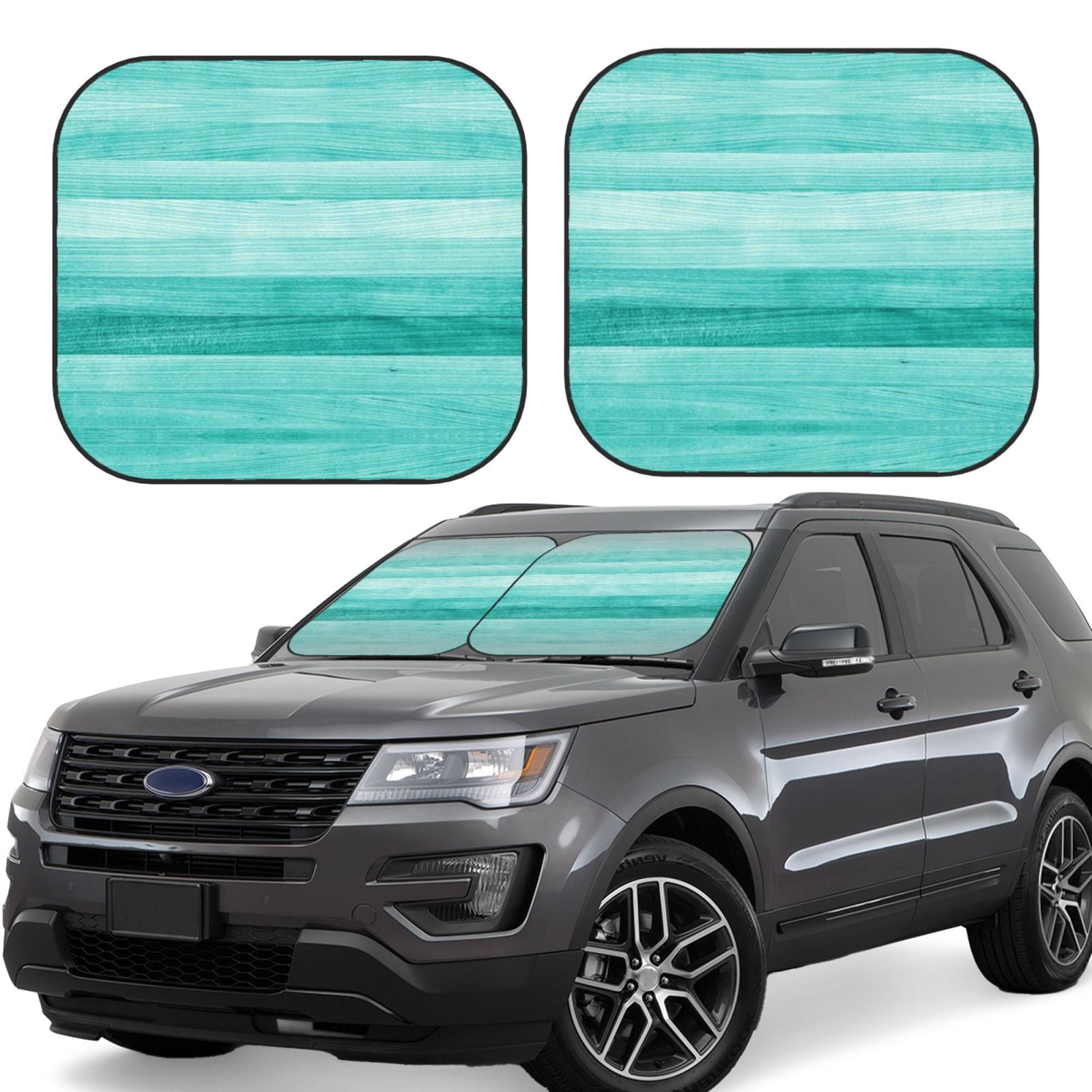 Windshield Sun Shade Teal Turquoise 2 Pieces Car Front Sun Shade ...