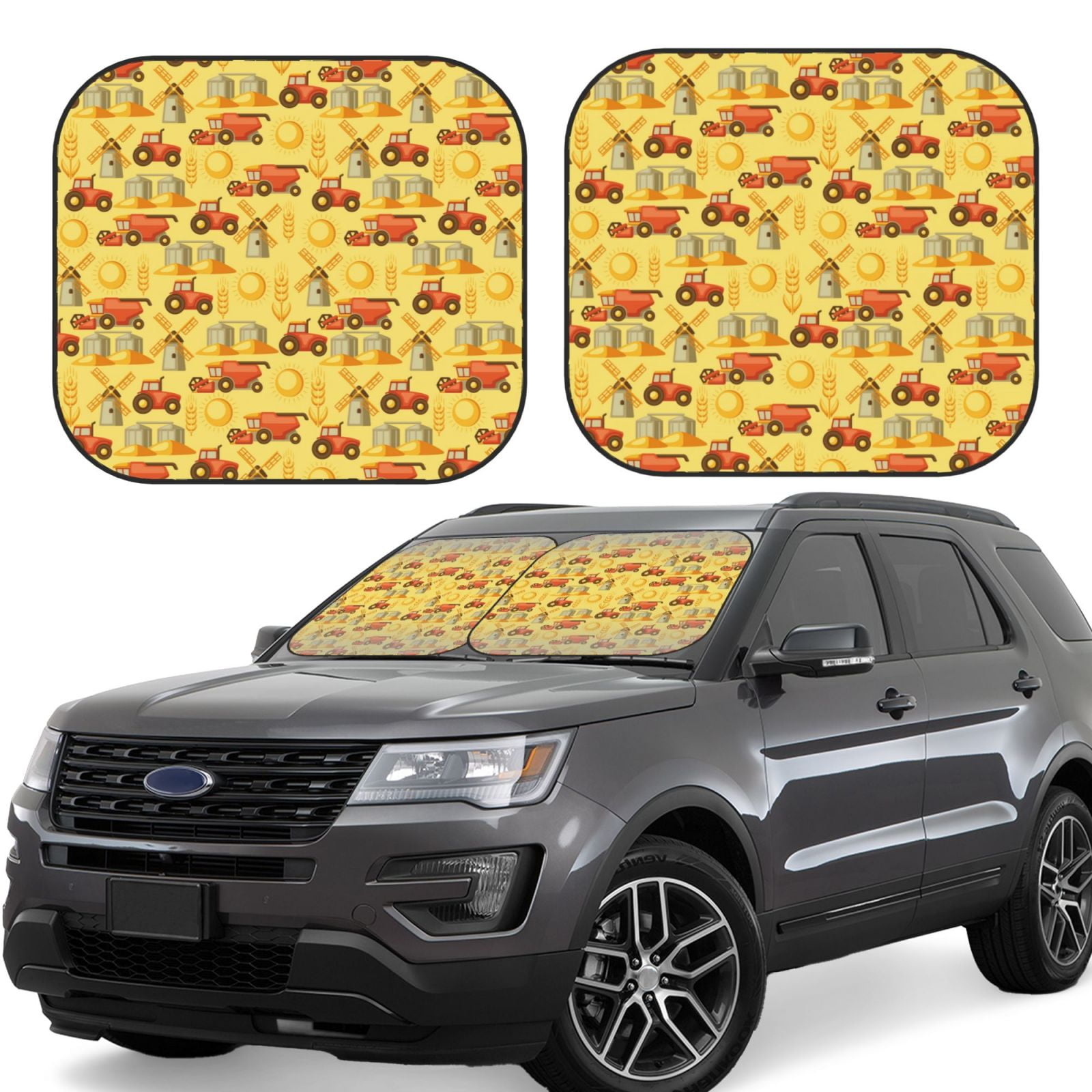 Windshield Sun Shade, Truck Windmill 2-Piece Foldablecar Sunshade ...